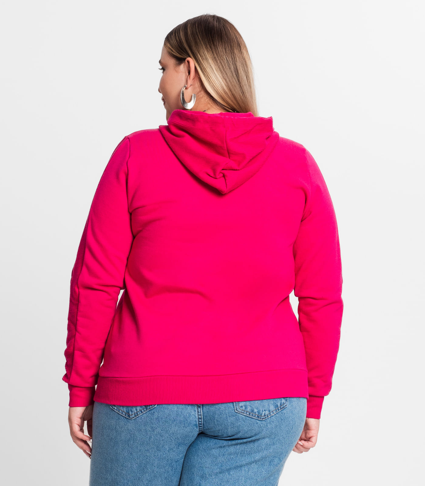Jaqueta Feminina Com Capuz Plus Size Secret Glam Rosa