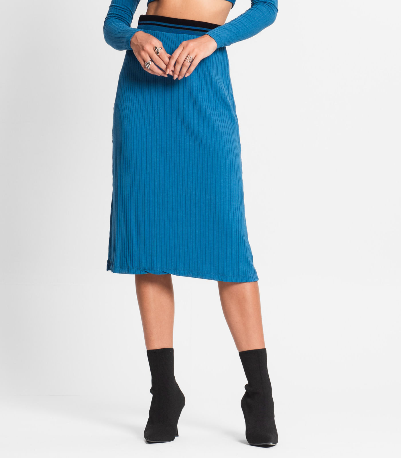 Conjunto Feminino Blusa Com Saia Endless Azul