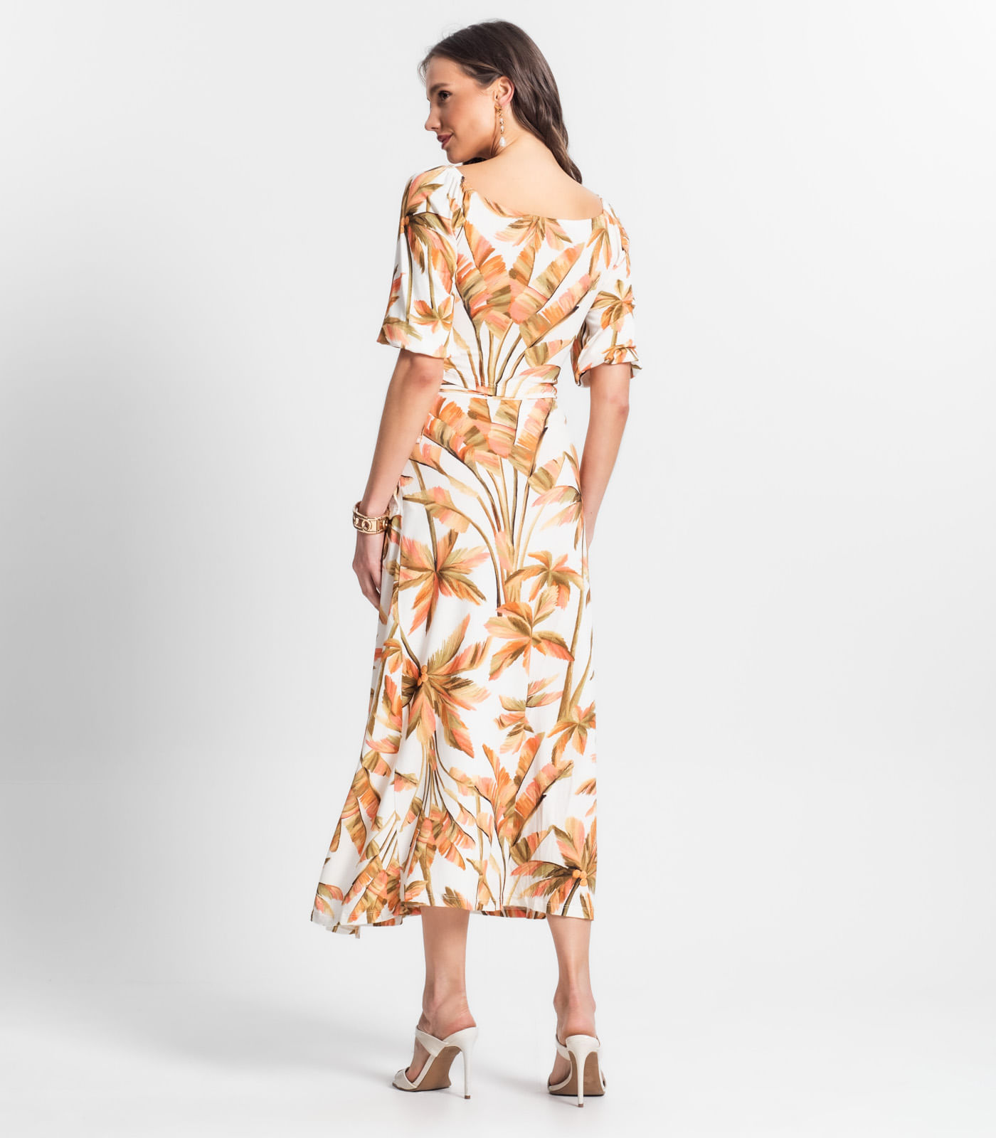 Saia Midi Feminina Estampada Endless Bege - Endless