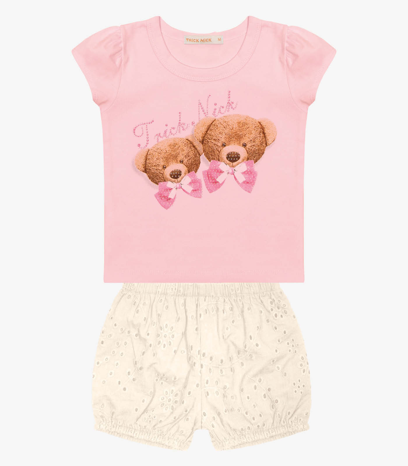 Conjunto Infantil Blusa Com Shorts Trick Nick Rosa