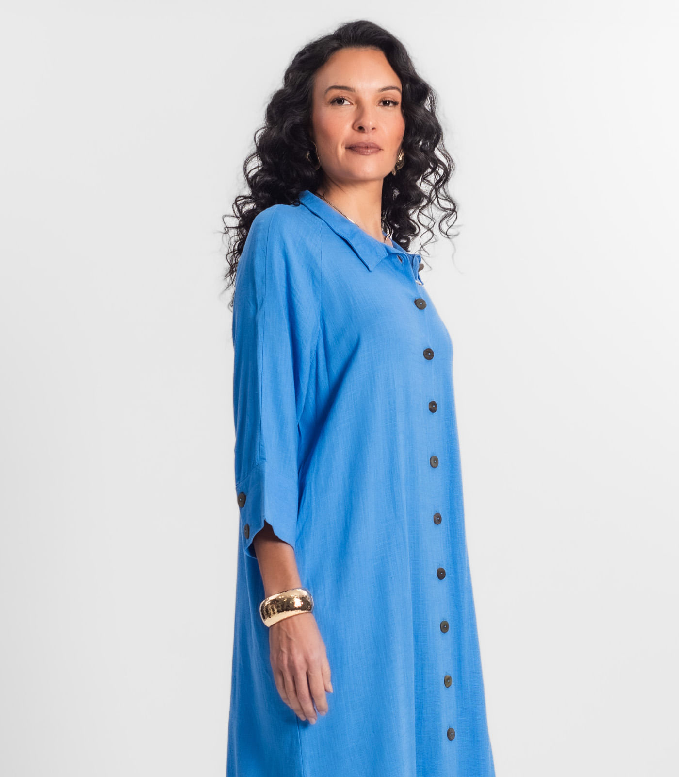Vestido Chemise Feminino Viscose Select Azul