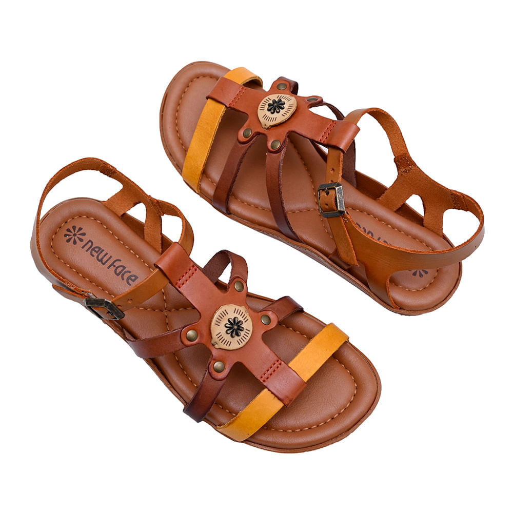 Sandália Flats New Face Blonde Mix Feminina