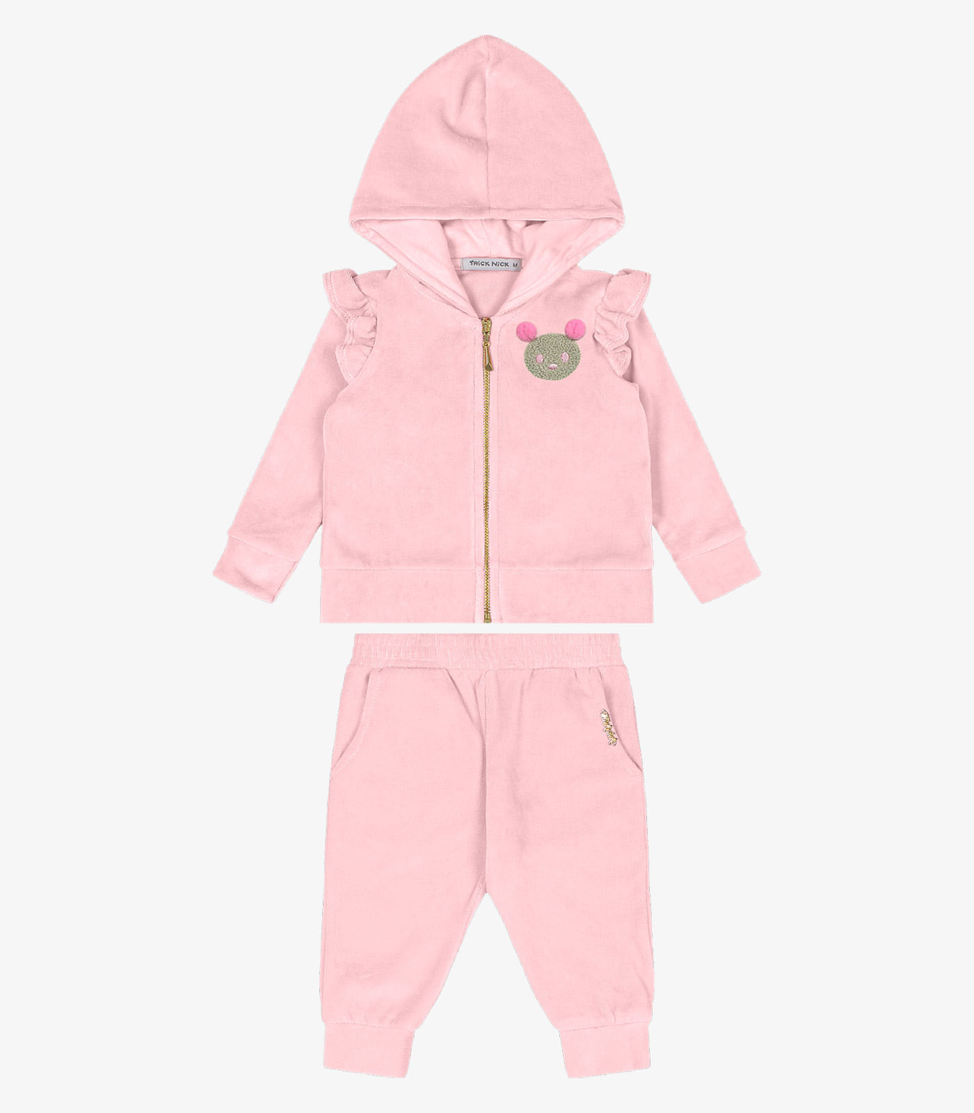 Conjunto Jaqueta Com Capuz e Calça Trick Nick Rosa