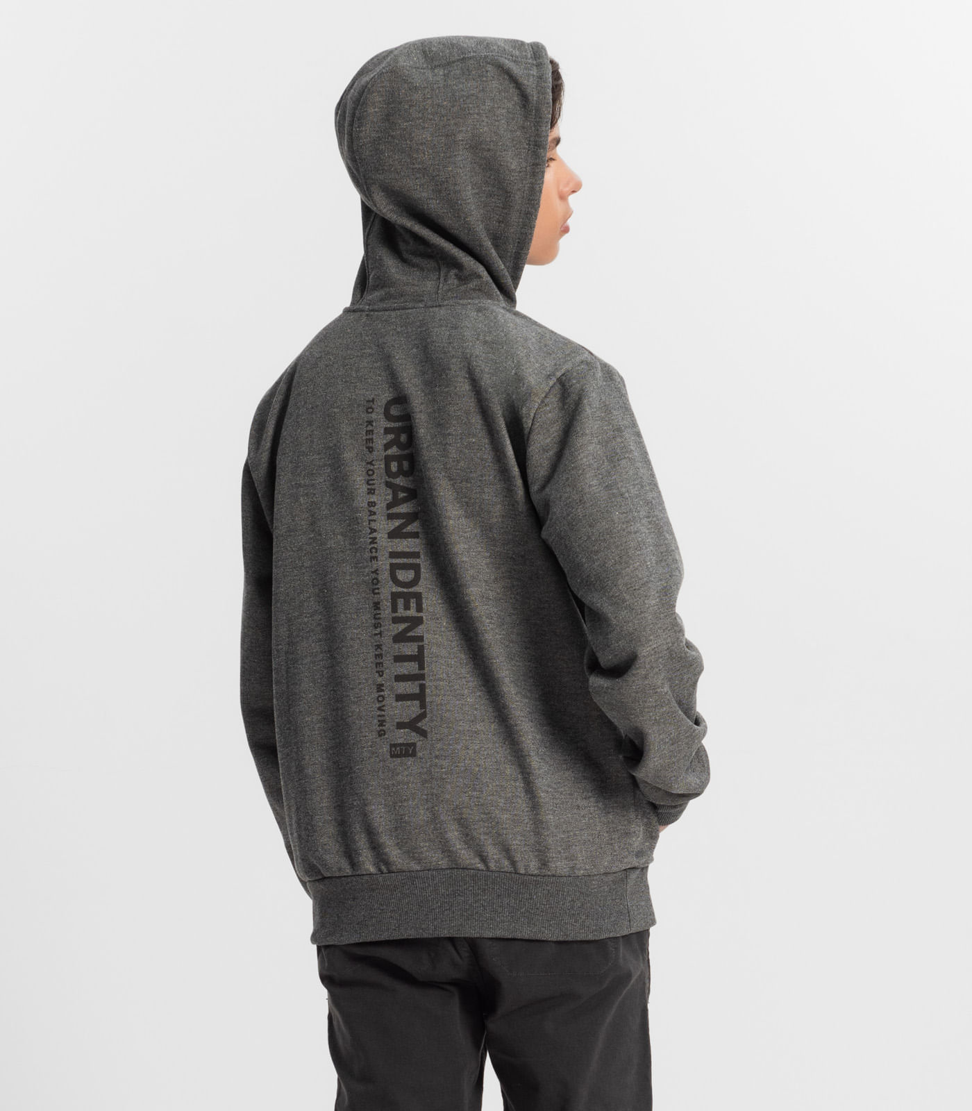 Blusão Juvenil Masculino Com Capuz Minty Cinza