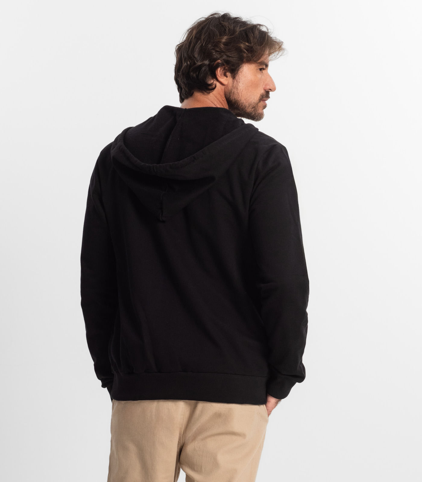 Jaqueta Masculina Com Capuz Moletom Diametro Preto