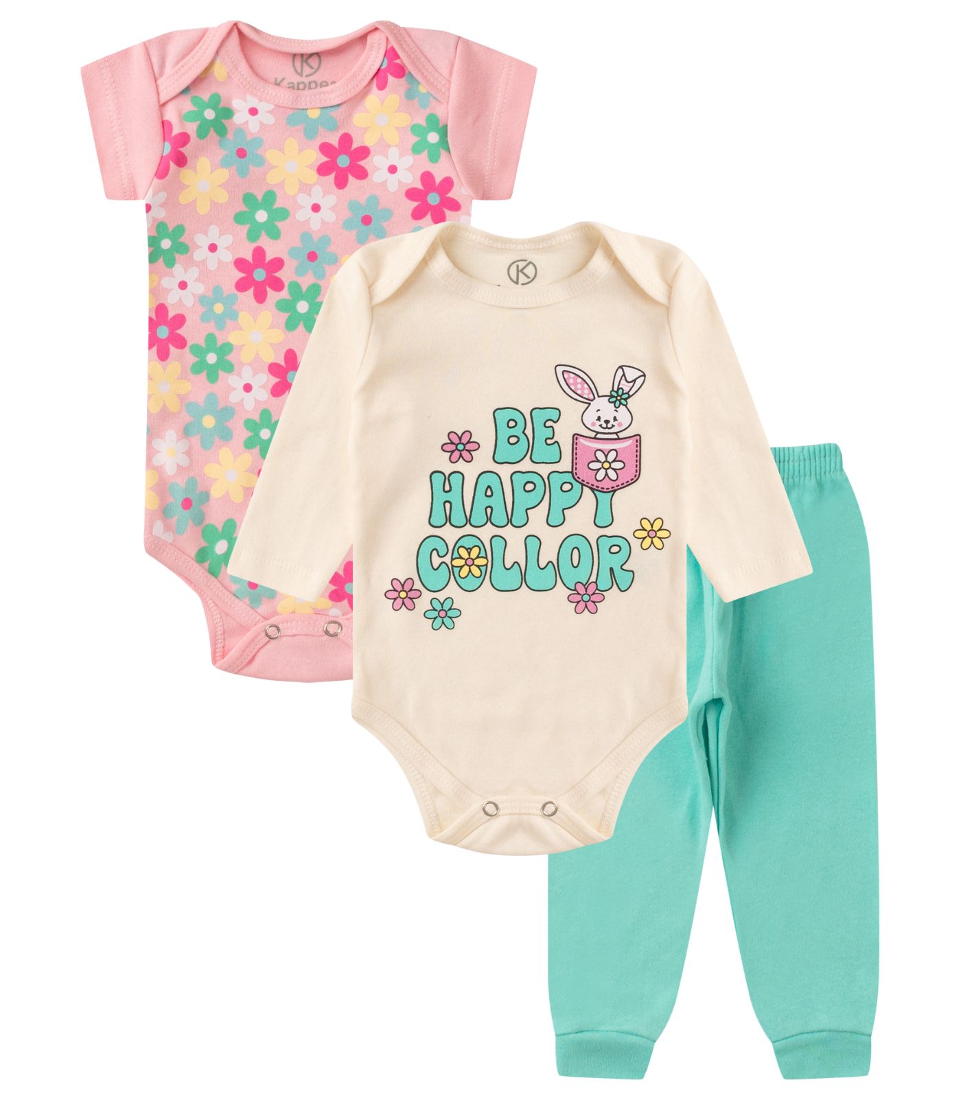 Kit Body Infantil Longo 3 Peças Kappes Rosa