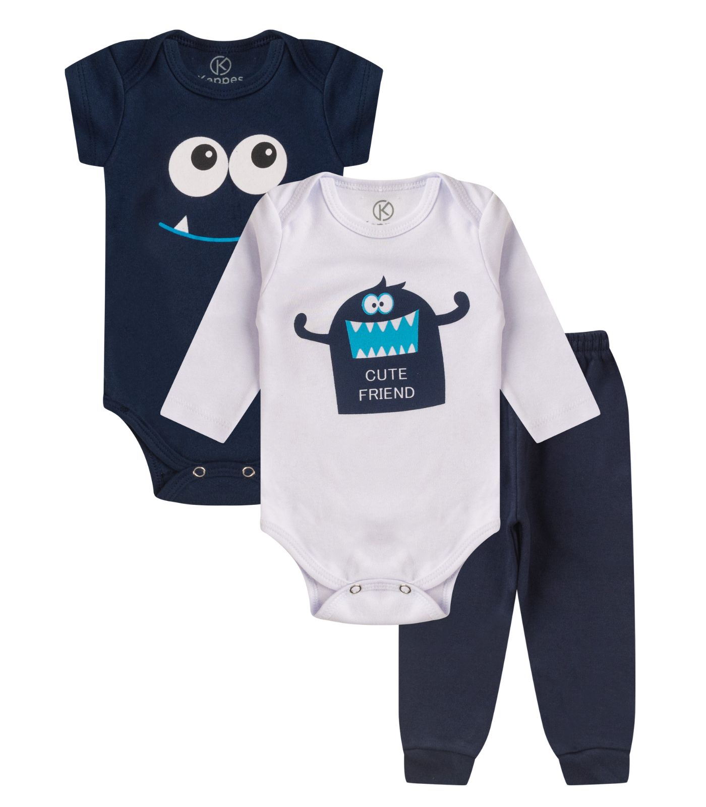 Kit Body Infantil Longo 3 Peças Kappes Azul