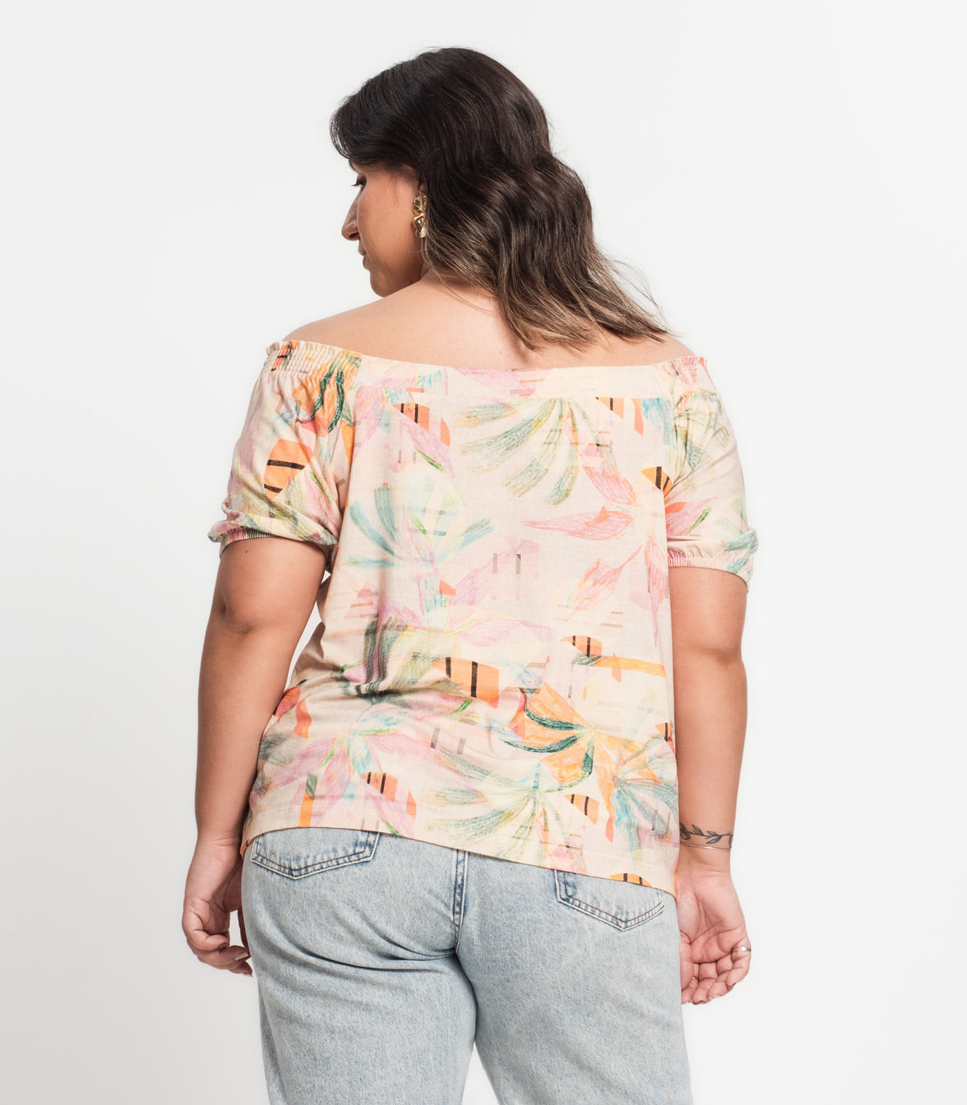 Blusa Ciganinha Plus Select Bege