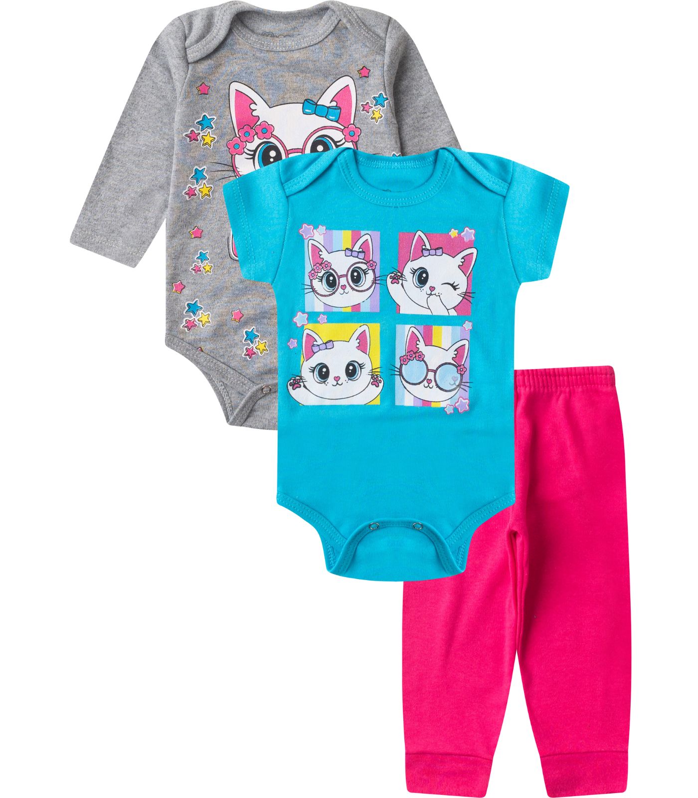 Kit Body Infantil Longo 3 Peças Kappes Rosa