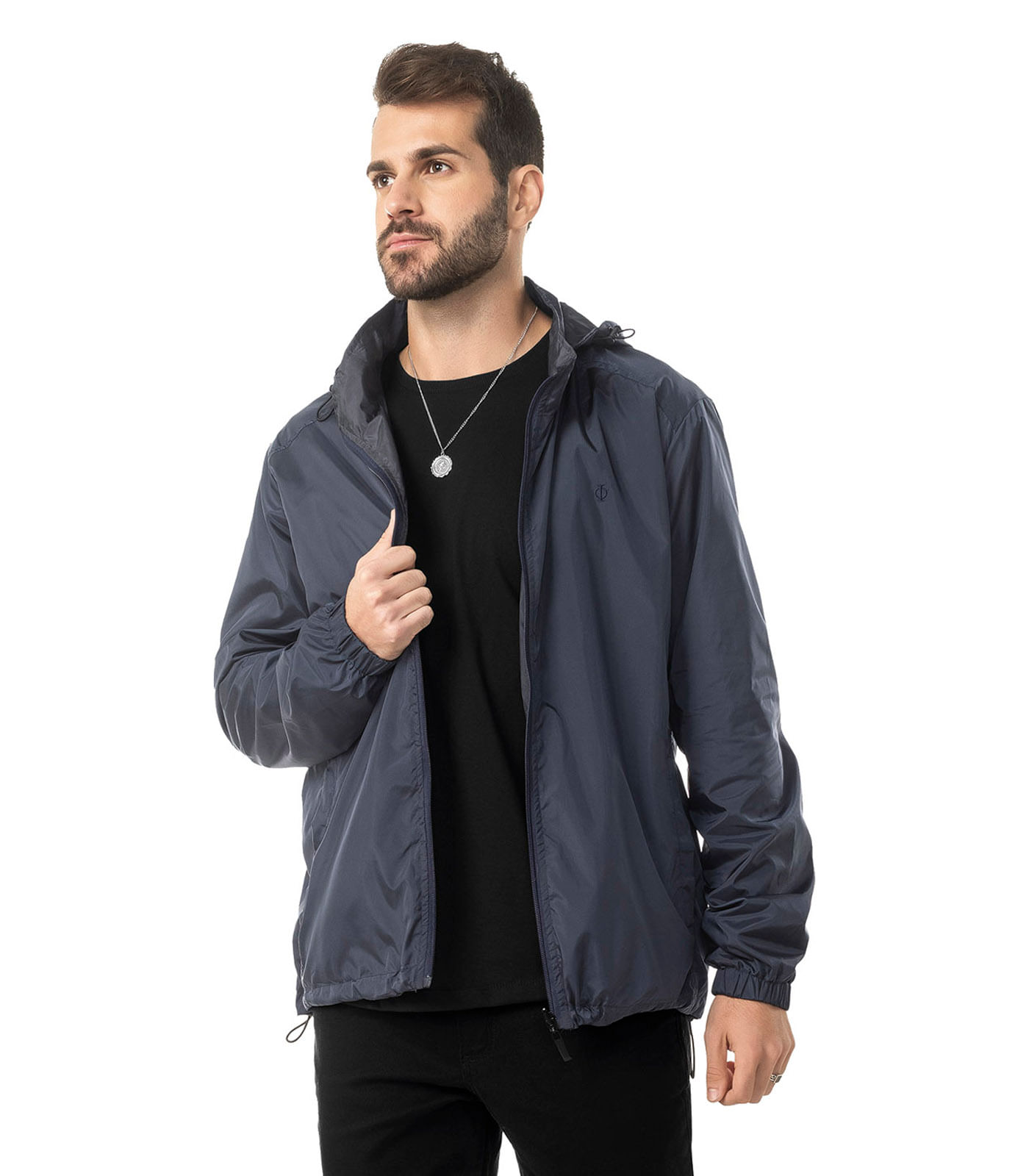 Jaqueta com Capuz Microfibra Diametro Azul