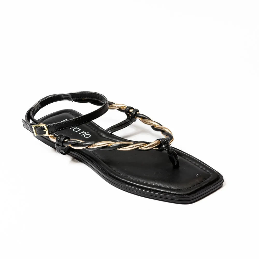 Sandália Flats Preto e Dourado Beira Rio Feminino - Moda feminina e ...